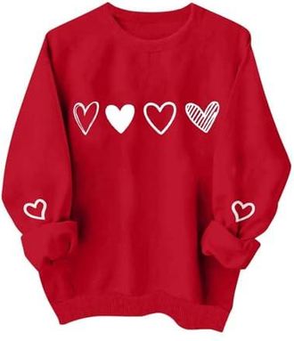 Generic Coll&egrave;ge Adolescentes Filles Motif Coeur D&eacute;contract&eacute; Graphique Chemisier Oversize Manches Longues Hauts Grande Taille Sweat-shirt Col Rond Gilets Homme