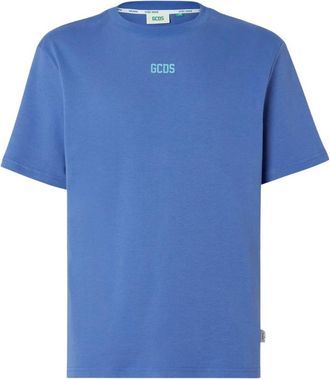 GCDS Gcds, Homme, Tops, Bleu, Taille: XL T-shirt en coton avec appliqu&eacute; logo