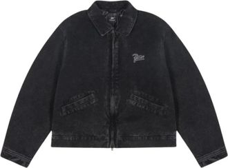 Patta Homme, Vestes, Noir, Taille: XL Veste en toile d&eacute;lav&eacute;e