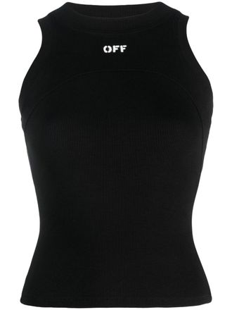 Off-white Tanktop aus geripptem Strick - Schwarz