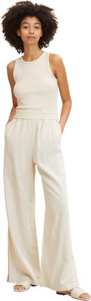 Tom Tailor Damen Leinen Palazzo Stoffhose 1031452, 10354 - Soft Beige Solid, L
