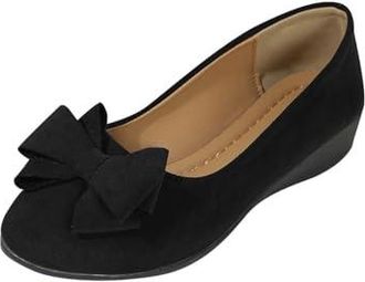 Generic Chaussures compens&eacute;es pour femme avec noeud - Confortables - Couleur unie - Bout rond - L&eacute;g&egrave;res et polyvalentes - Chaussures classiques &agrave; enfiler - Ch