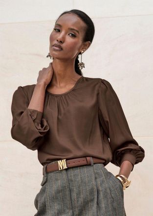 Madeleine Langarmbluse Satinbluse zum Schl&uuml;pfen