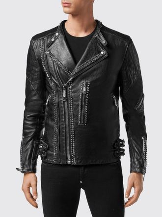 Philipp Plein Blouson de motard slim en cuir de veau clout&eacute;