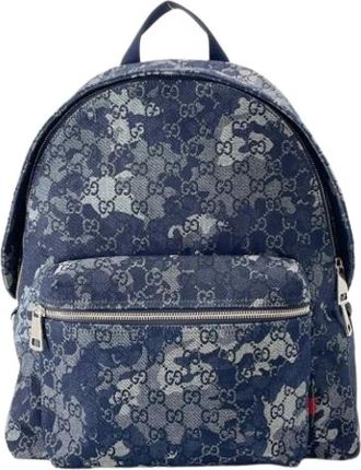 Gucci unisex, Pre-owned, Bleu, Taille: ONE Size Sac &agrave; dos en denim Pre-owned