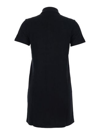 Saint Laurent Womens Polo Dress Embroidered Cotton Black