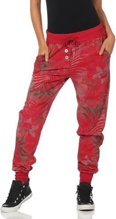 Malito more than fashion Malito 83728 Pantalon de surv&ecirc;tement pour femme avec imprim&eacute; jungle Coupe baggy id&eacute;ale pour la danse - Rouge - taille unique