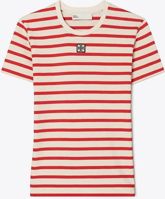 Tory Burch Damen Gestreiftes Baumwoll-T-Shirt
