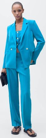Mango Pantalon droit costume bleu - Femme - 34 - MANGO