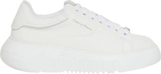 Emporio Armani Femme, Chaussures, Blanc, Taille: 36 EU Baskets en cuir avec logo signature