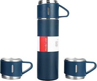 Generic Bouteille isotherme de 500 l avec 2 tasses supplémentaires en acier inoxydable - Anti-fuite - Pour boissons chaudes et froides