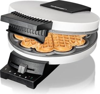 Cloer 171 Waffeleisen für eine Herzwaffel, 930 W, Waffelgröße 16 cm, Backampel, Antihaftbeschichtung, Metall, Weiß