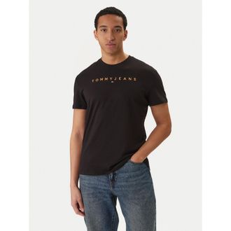 Tommy Jeans T-Shirt Linear Logo DM0DM20744 Schwarz Regular Fit
