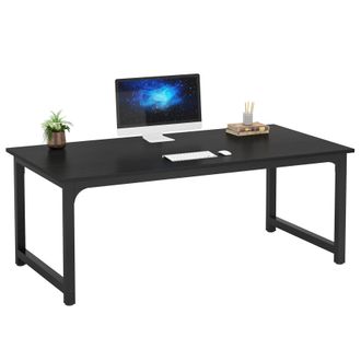 Tribesigns Schreibtisch, 160 x 80 cm gro&szlig;er Computertisch, B&uuml;rotisch, f&uuml;r Arbeitszimmer, Arbeitsstation f&uuml;r das Heimb&uuml;ro, Moderner Einfacher Stil, Schwarz