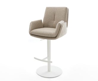 DELIFE Barstuhl Clea-Flex Boucl&eacute; Schlamm Drehfu&szlig; h&ouml;henverstellbar Metall Wei&szlig;, Barst&uuml;hle