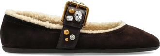 Dolce & Gabbana Ballerinas aus Wildleder mit schimmernden Applikationen - - Shoes - Damen - Braun - 39 EU