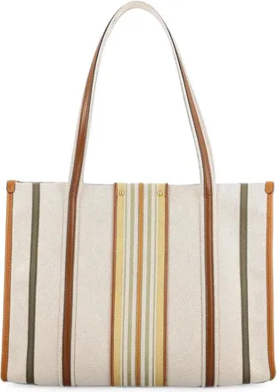 Chlo&eacute; Striped Canvas Tote Bag - Cream