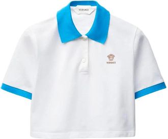 Versace Femme, Tops, Blanc, Taille: 40 FR Polo en coton brod&eacute;