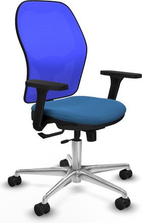 Piqueras y Crespo Jorquera Arbeitsstuhl mit 3D-Armen, h&ouml;henverstellbare Lendenwirbelst&uuml;tze, ausgestattet mit Syncro/Traslack und injiziertem Schaum, Blau/Hellblau