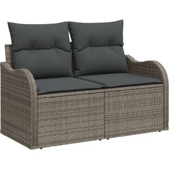 vidaXL Gartensofa mit Kissen Grau 121 x 62 x 69cm Poly-Rattan Vidaxl