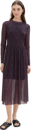 Tom Tailor Tom Tailor Denim Damen Mesh Kleid mit Muster, 36311 - Mauve Leo Print, XXL