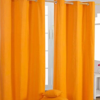 Homescapes Homescapes - Gardinen mit &Ouml;sen unifarben orange 2er Set 100% Baumwolle, 228x137 cm