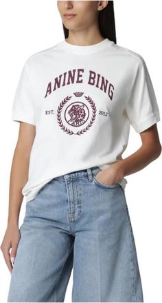 Anine Bing Jaylin Tee Collegiate - - Tops - Damen - Wei&szlig; - M