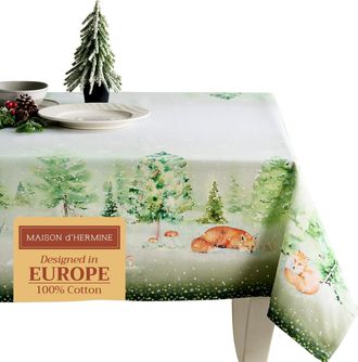 Maison d'Hermine Maison dHermine Tischdecke Rechteckig 100% Baumwolle 220 cm x 160 cm Wiederverwendbar Alltagsgebrauch für Weihnachtsdekorationen Esszimmer Landhaus Zu