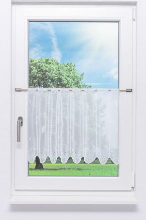 Lysel Scheibengardine Blümchenpaar (Bx H) 85,6cm * 45cm weiß/reinweiß