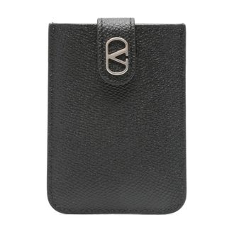 Valentino Garavani Homme, Accessoires, Noir, Taille: ONE Size Portefeuille en cuir noir avec bouton pression