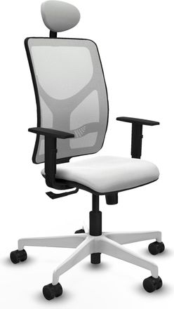 Piqueras y Crespo Computerstuhl, wei&szlig;, mit 1D-Armlehnen, h&ouml;henverstellbare Lendenwirbelst&uuml;tze und festes Kopfteil, ausgestattet mit 3 Positionen und Schneidschaum, Wei&szlig;