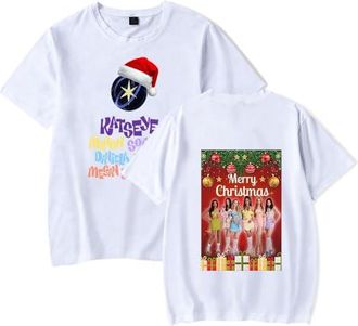 Generic KATSEYE T-shirt graphique de Noël Merch - T-shirt unisexe à manches courtes - EYEKONS - Streetwear décontracté, blanc, XS