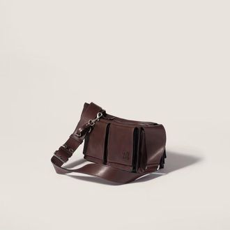Miu Miu Structured Leather Compartments Belt Bag - Brown
