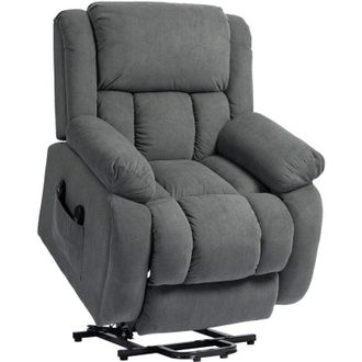 HOMCOM Homcom - Fauteuil releveur massant chauffant grand confort - inclinable, repose-pieds r&eacute;tractable - tissu toucher flanelle gris