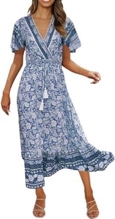 Generic Robes boh&egrave;me 2026 pour femmes, bleu, 4XL