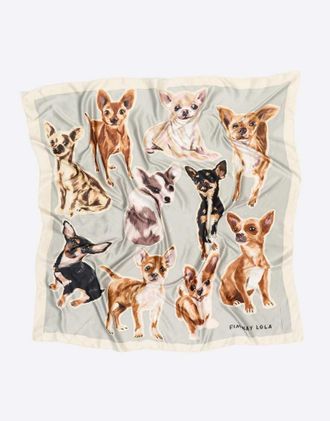 Bimba & Lola Schal mit Chihuahua-Print in Grau