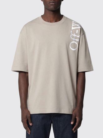 Off-white Rundhals-T-Shirt aus Kaschmir-Mischung mit Kontrastlogo und &uuml;berschnittenen Schultern