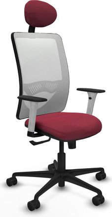 Piqueras y Crespo Stuhl mit Lendenwirbelst&uuml;tze Zulema mit wei&szlig;en und schwarzen Armlehnen und festem Kopfteil, ausgestattet mit Sincro 3 Positionen und Schneideschaum, W