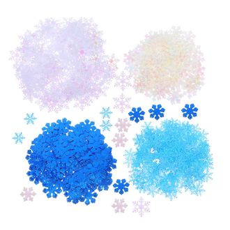 NUOBESTY 700 St&uuml;ck Schneeflocken Konfetti aus Kunststoff in Wei&szlig; und Blau 3-25cm Weihnachtsdeko f&uuml;r Party Hochzeit und Festliche Tischdekoration