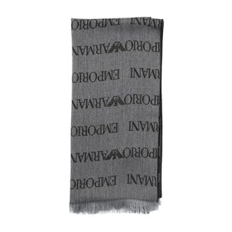 Emporio Armani Zeitloser Gewebter Schal mit Fransen - - Accessories - Herren - Blau - ONE SIZE