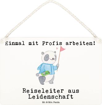 Mr. & Mrs. Panda Schild Reiseleiter Leidenschaft DIN A6 - Geschenk, wandhänger, Küchenschild, Türschild Familie, wandtafel