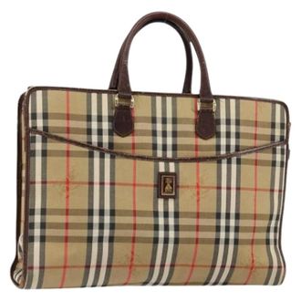 Burberry Sac Business Vintage en Toile Pr&eacute;-owned - Femme - Pre-owned - Beige - Taille: ONE Size