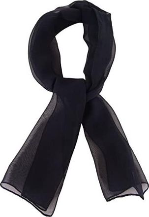 TigerTie Soie Kerchief Chiffon noir unicolor - foulard taille 80 x 21 cm