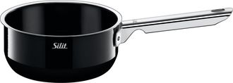 Silit Nature Black Stielkasserolle 16cm ohne Deckel, Kochtopf klein 1,3l, Milchtopf Induktion, Silargan Funktionskeramik, schwarz