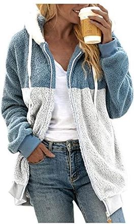 FNKDOR Veste &agrave; Capucher Femmes Chaude dHive Manteau Sweats &agrave; Capuche Zipp&eacute; Fermeture &Eacute;clair &Eacute;pais &eacute;Paissir Veste Doublure Polaire avec Poche Grande Taille Sw