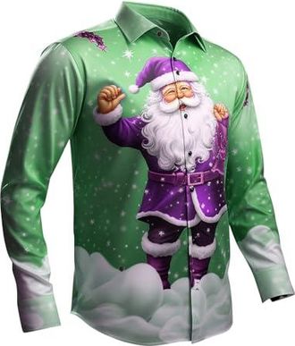 Generic Chemises d&eacute;contract&eacute;es pour hommes 2024 No&euml;l pour hommes, motif P&egrave;re No&euml;l, bonhomme de neige, chemise &agrave; manches longues, chemises &agrave; carreaux pour homm
