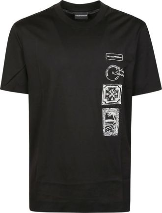 Emporio Armani Homme, Tops, Noir, Taille: XL T-Shirt &agrave; Imprim&eacute; Graphique