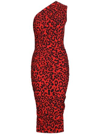Dolce & Gabbana robe imprim&eacute;e &agrave; une &eacute;paule - Rouge