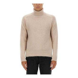Tom Ford Homme, Pulls, Beige, Taille: M Pull &agrave; Col Roul&eacute; en M&eacute;lange de Laine Bross&eacute;e