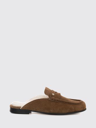 HUGO BOSS Mules en daim avec doublure en shearling et talon bas